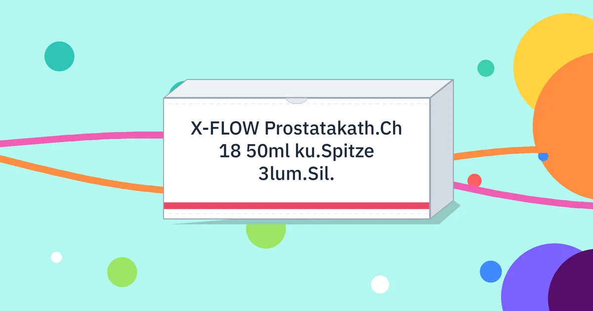 Symbolbild: Packung mit der Aufschrift X-FLOW Prostatakath.Ch 18 50ml ku.Spitze 3lum.Sil. (PZN 17508435) – Verfügbarkeit und Bezug in Apotheken in Frankfurt am Main