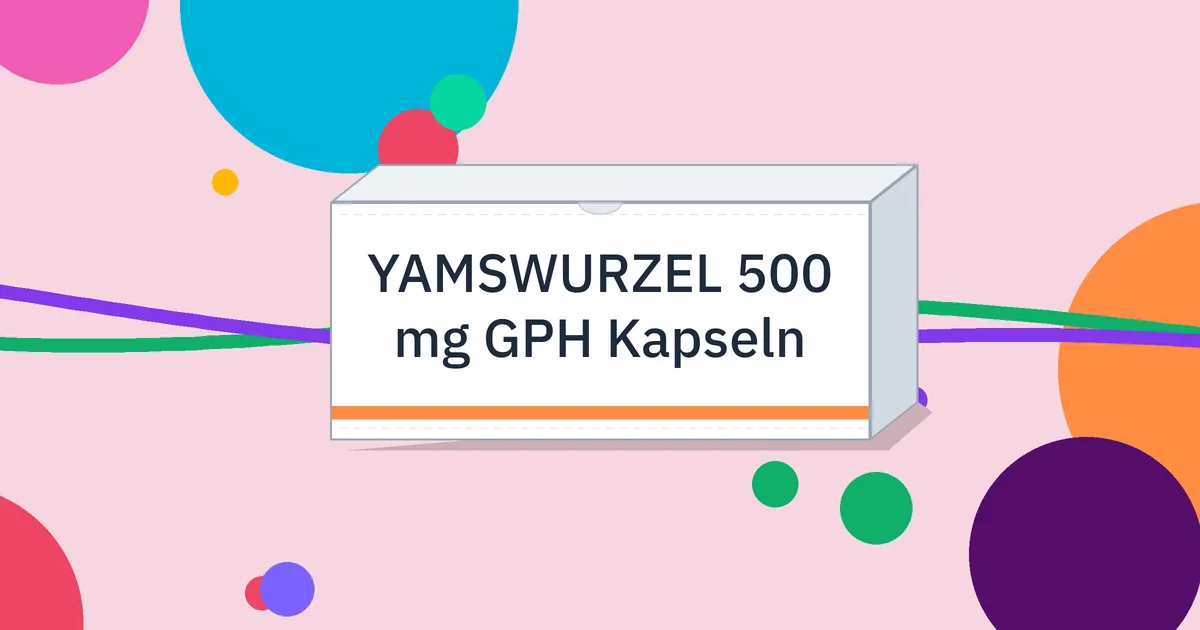 Symbolbild: Packung mit der Aufschrift YAMSWURZEL 500 mg GPH Kapseln (PZN 04699184) – Verfügbarkeit und Bezug in Apotheken in Frankfurt am Main