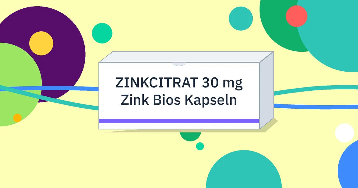 Symbolbild: Packung mit der Aufschrift ZINKCITRAT 30 mg Zink Bios Kapseln (PZN 20284057) – Verfügbarkeit und Bezug in Apotheken in Frankfurt am Main