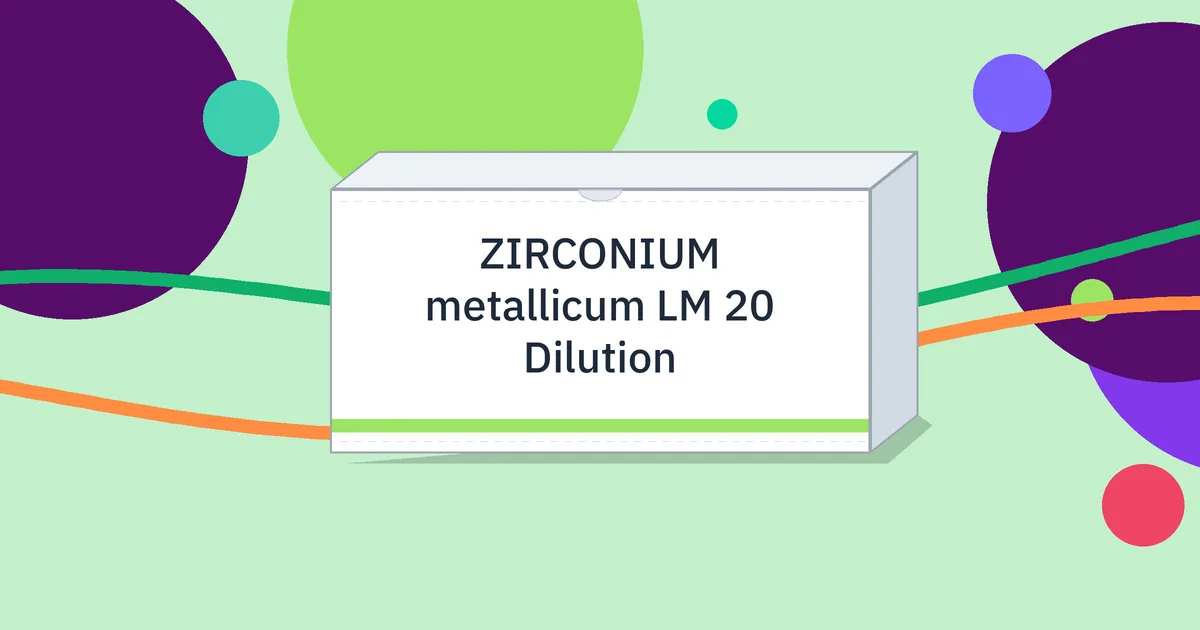 Symbolbild: Packung mit der Aufschrift ZIRCONIUM metallicum LM 20 Dilution (PZN 13302866) – Verfügbarkeit und Bezug in Apotheken in Frankfurt am Main