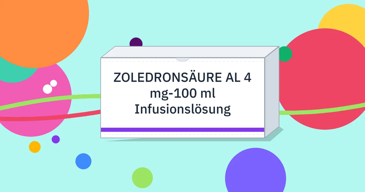 Symbolbild: Packung mit der Aufschrift ZOLEDRONSÄURE AL 4 mg-100 ml Infusionslösung (PZN 10413950) – Verfügbarkeit und Bezug in Apotheken in Frankfurt am Main