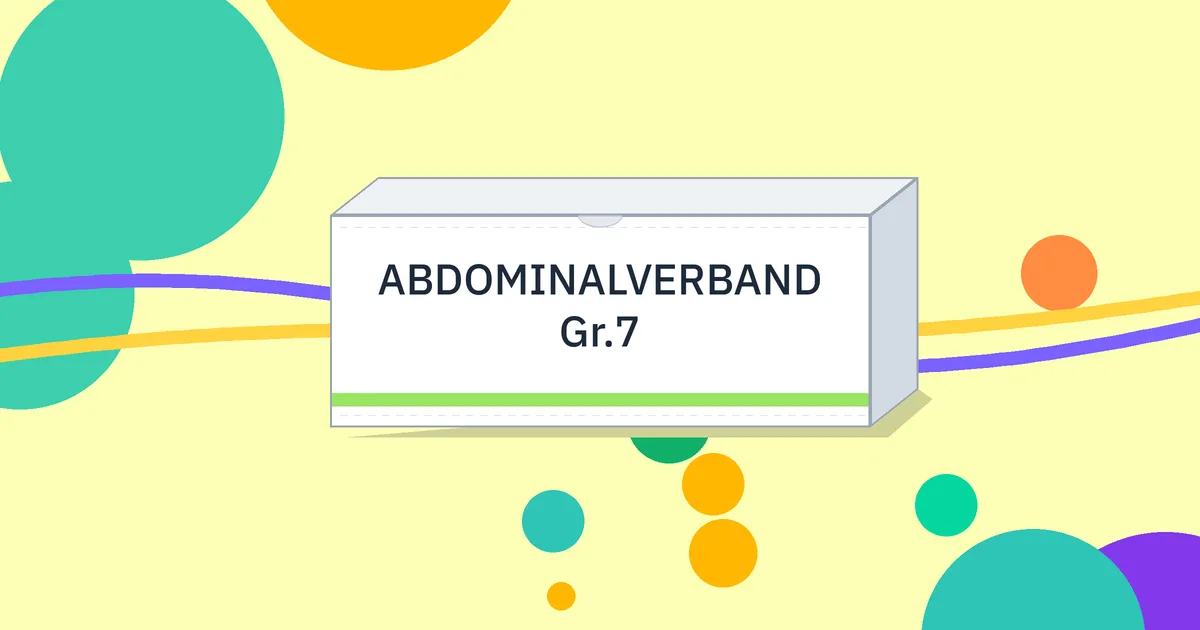 Symbolbild: Packung mit der Aufschrift ABDOMINALVERBAND Gr.7 (PZN 00032046) – Verfügbarkeit und Bezug in Apotheken in Frankfurt am Main