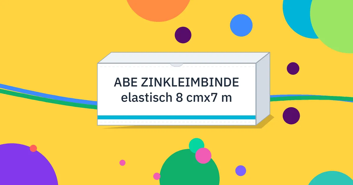 Symbolbild: Packung mit der Aufschrift ABE ZINKLEIMBINDE elastisch 8 cmx7 m (PZN 01521971) – Verfügbarkeit und Bezug in Apotheken in Frankfurt am Main