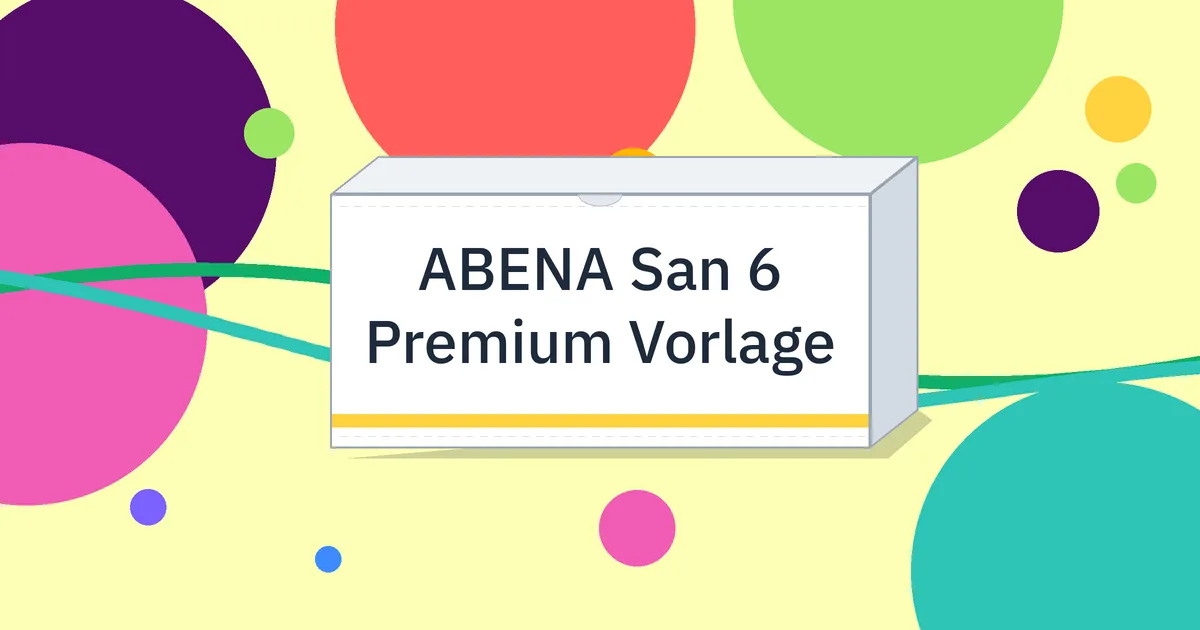 Symbolbild: Packung mit der Aufschrift ABENA San 6 Premium Vorlage (PZN 10219679) – Verfügbarkeit und Bezug in Apotheken in Frankfurt am Main