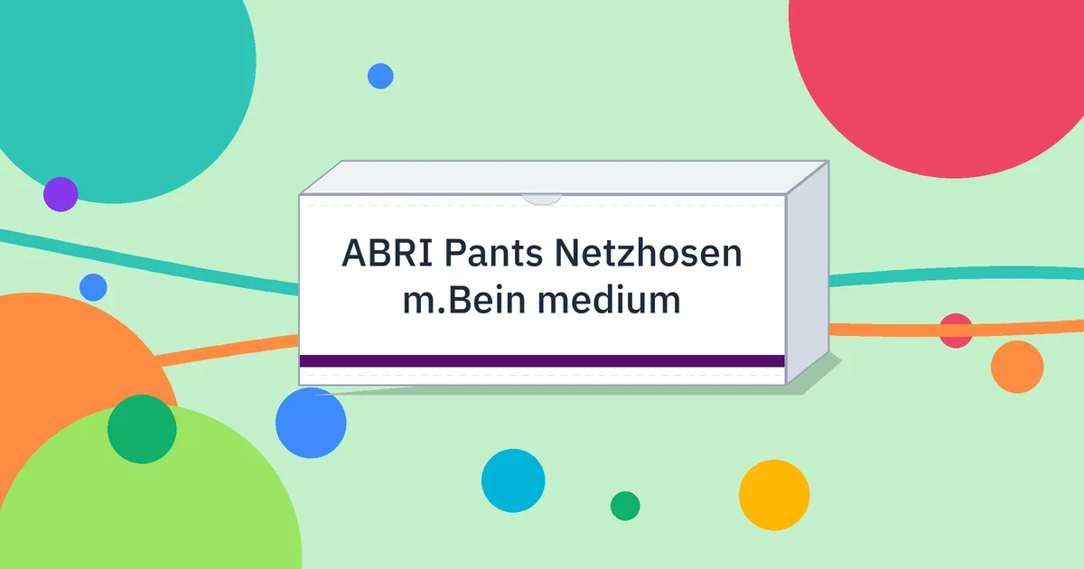 Symbolbild: Packung mit der Aufschrift ABRI Pants Netzhosen m.Bein medium (PZN 07703986) – Verfügbarkeit und Bezug in Apotheken in Frankfurt am Main
