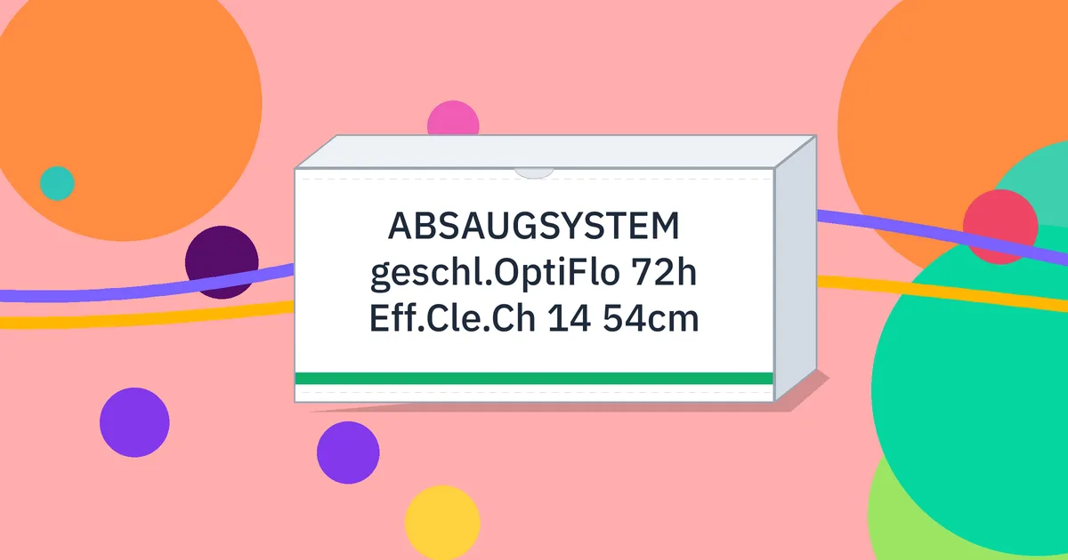 Symbolbild: Packung mit der Aufschrift ABSAUGSYSTEM geschl.OptiFlo 72h Eff.Cle.Ch 14 54cm (PZN 19530597) – Verfügbarkeit und Bezug in Apotheken in Frankfurt am Main
