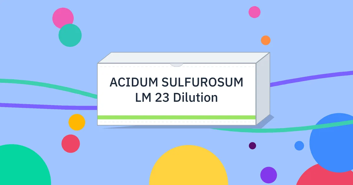 Symbolbild: Packung mit der Aufschrift ACIDUM SULFUROSUM LM 23 Dilution (PZN 13285062) – Verfügbarkeit und Bezug in Apotheken in Frankfurt am Main