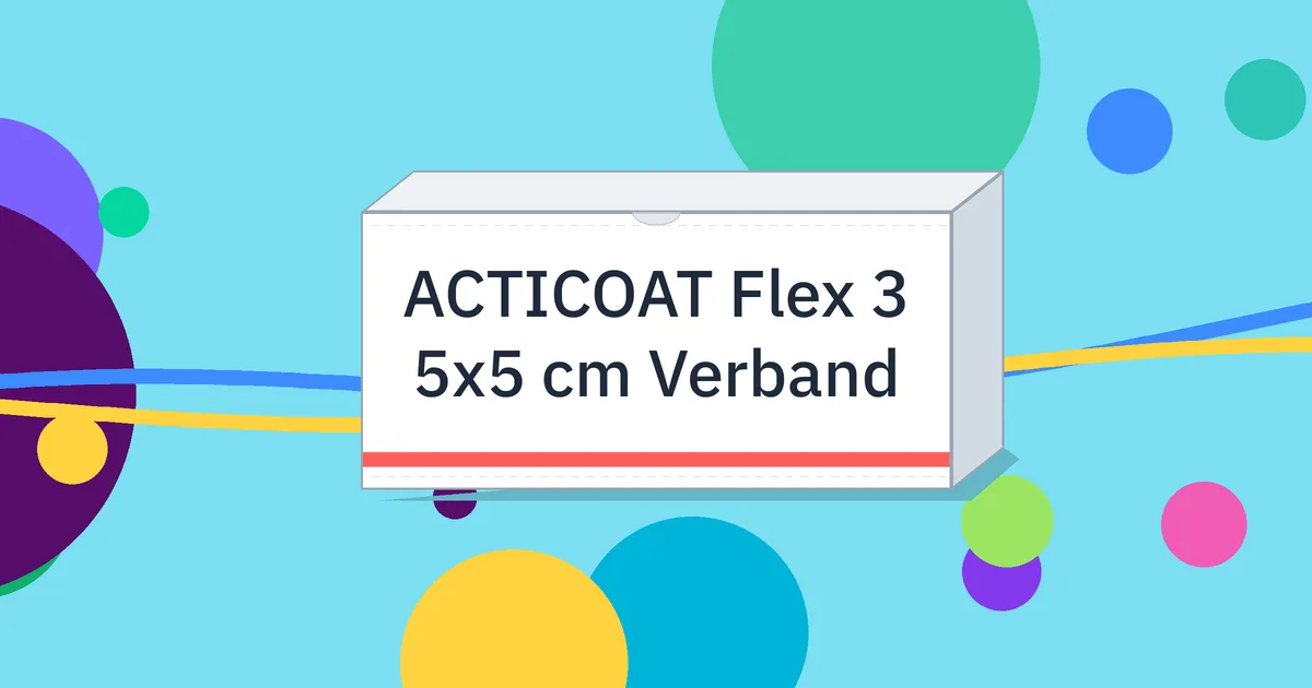 Symbolbild: Packung mit der Aufschrift ACTICOAT Flex 3 5x5 cm Verband (PZN 12477871) – Verfügbarkeit und Bezug in Apotheken in Frankfurt am Main
