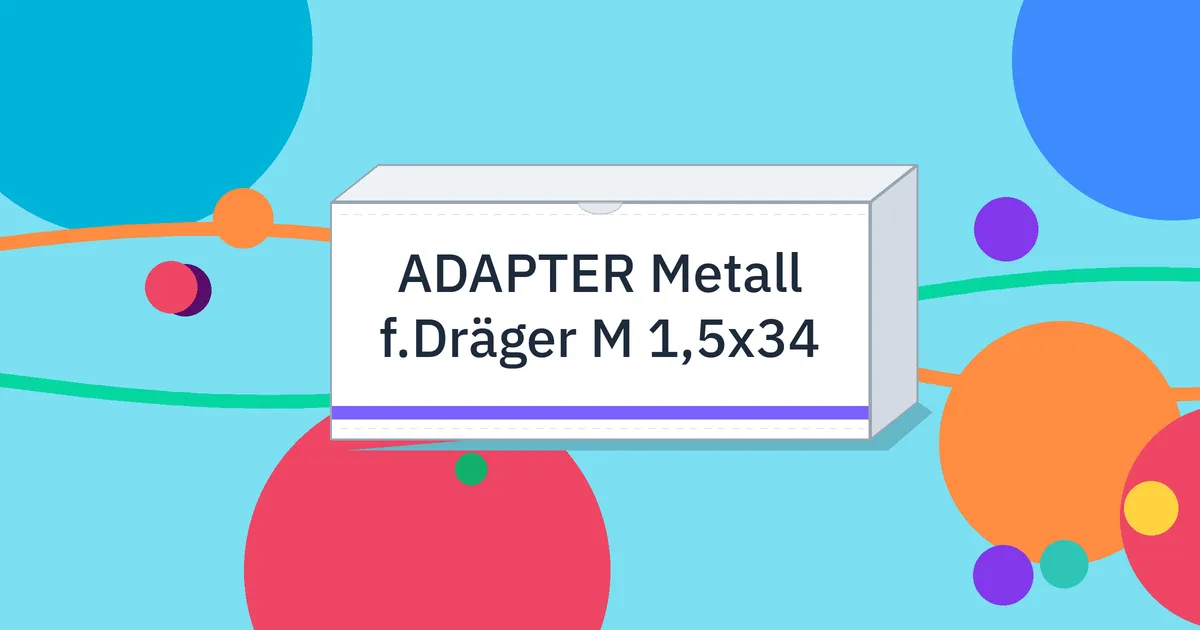 Symbolbild: Packung mit der Aufschrift ADAPTER Metall f.Dräger M 1,5x34 (PZN 03319417) – Verfügbarkeit und Bezug in Apotheken in Frankfurt am Main