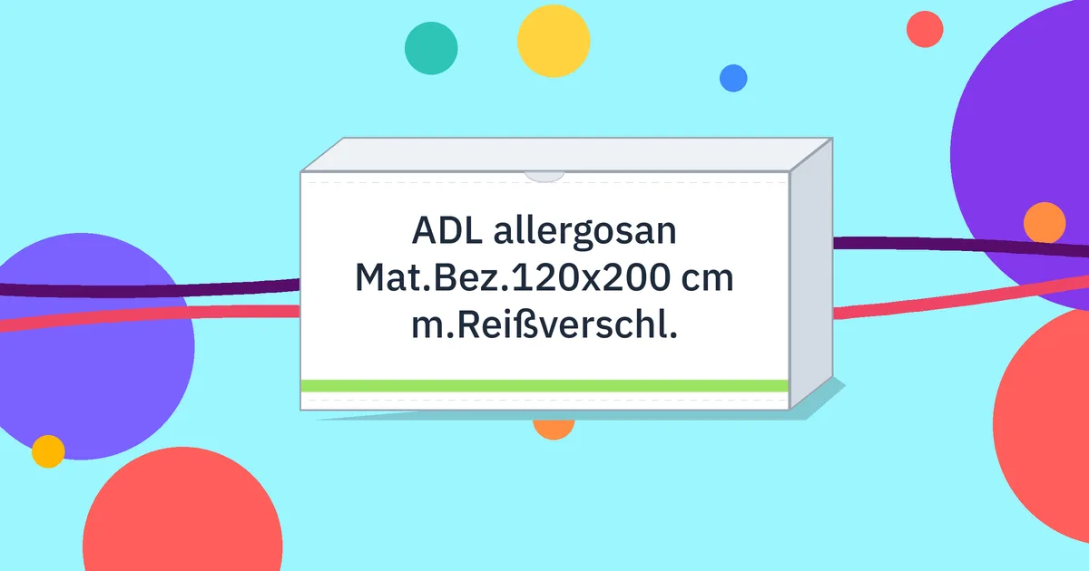 Symbolbild: Packung mit der Aufschrift ADL allergosan Mat.Bez.120x200 cm m.Reißverschl. (PZN 08858550) – Verfügbarkeit und Bezug in Apotheken in Frankfurt am Main