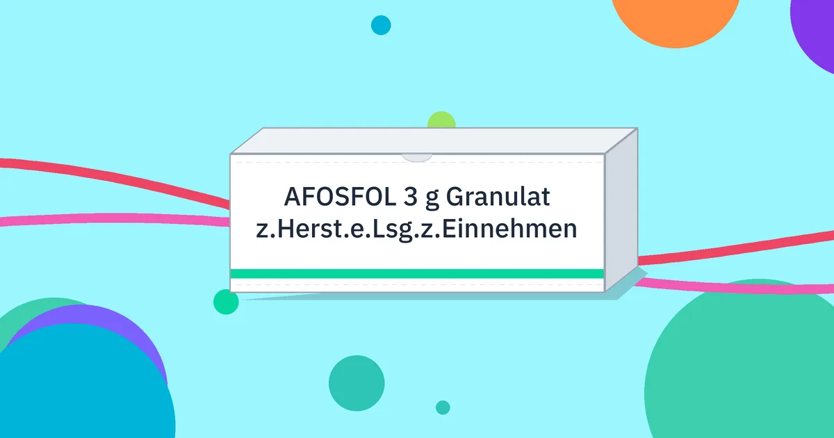 Symbolbild: Packung mit der Aufschrift AFOSFOL 3 g Granulat z.Herst.e.Lsg.z.Einnehmen (PZN 18255870) – Verfügbarkeit und Bezug in Apotheken in Frankfurt am Main
