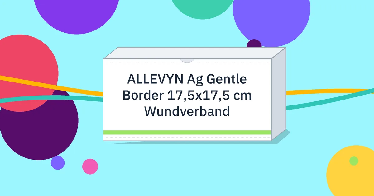 Symbolbild: Packung mit der Aufschrift ALLEVYN Ag Gentle Border 17,5x17,5 cm Wundverband (PZN 19474686) – Verfügbarkeit und Bezug in Apotheken in Frankfurt am Main