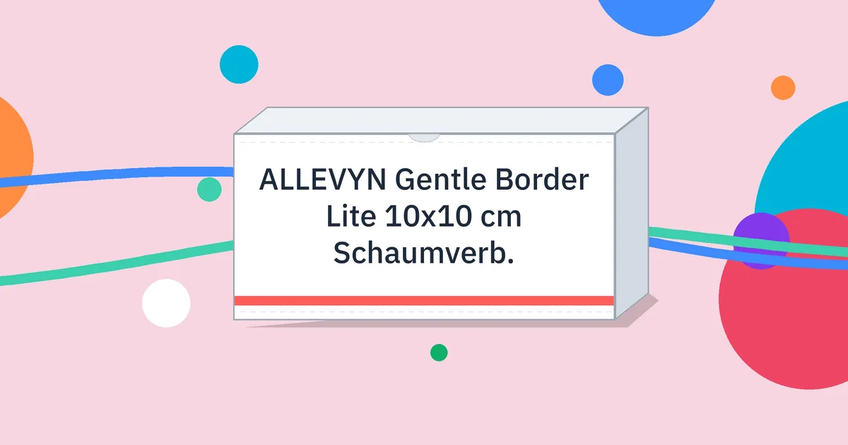 Symbolbild: Packung mit der Aufschrift ALLEVYN Gentle Border Lite 10x10 cm Schaumverb. (PZN 17511934) – Verfügbarkeit und Bezug in Apotheken in Frankfurt am Main