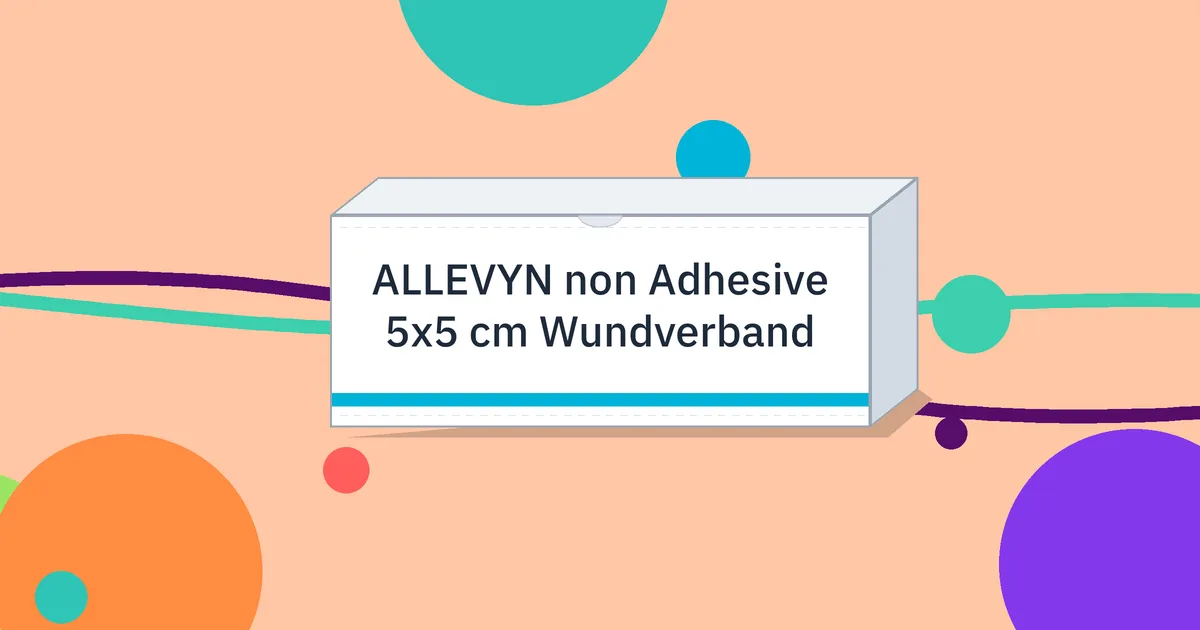 Symbolbild: Packung mit der Aufschrift ALLEVYN non Adhesive 5x5 cm Wundverband (PZN 06882107) – Verfügbarkeit und Bezug in Apotheken in Frankfurt am Main