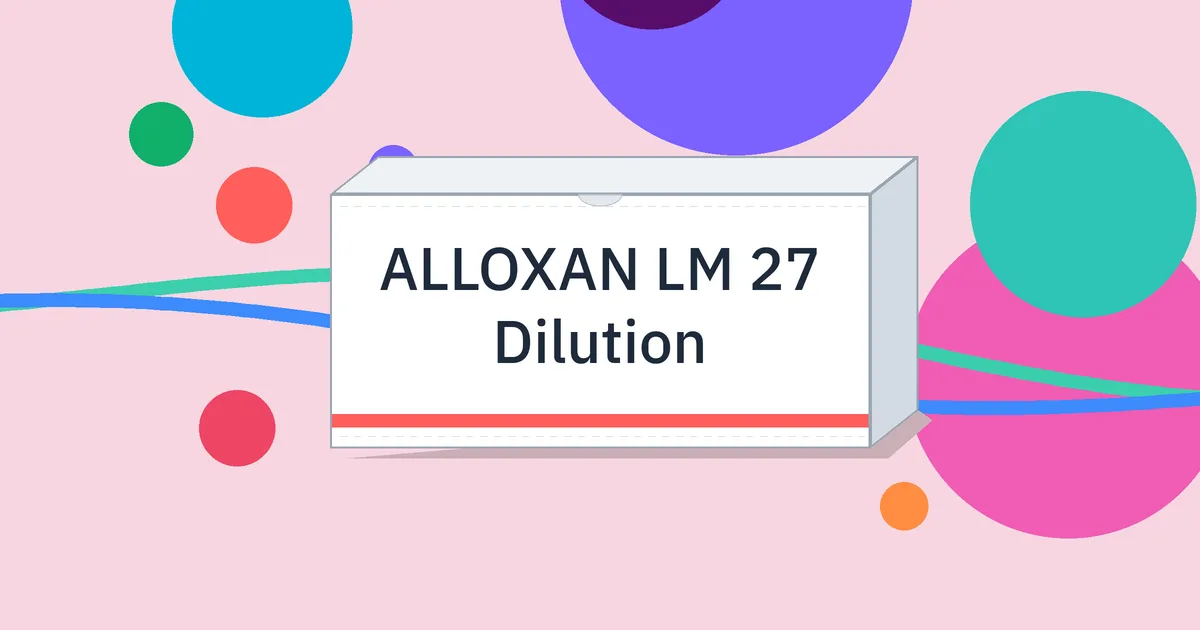 Symbolbild: Packung mit der Aufschrift ALLOXAN LM 27 Dilution (PZN 13312209) – Verfügbarkeit und Bezug in Apotheken in Frankfurt am Main