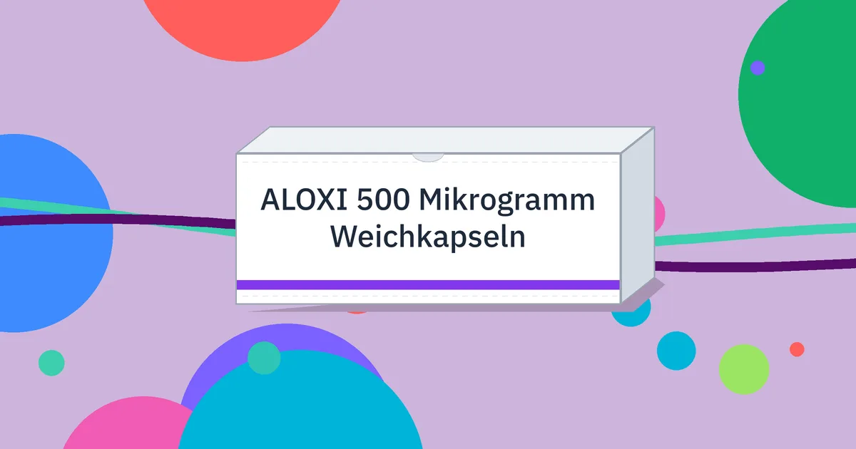 Symbolbild: Packung mit der Aufschrift ALOXI 500 Mikrogramm Weichkapseln (PZN 15657467) – Verfügbarkeit und Bezug in Apotheken in Frankfurt am Main