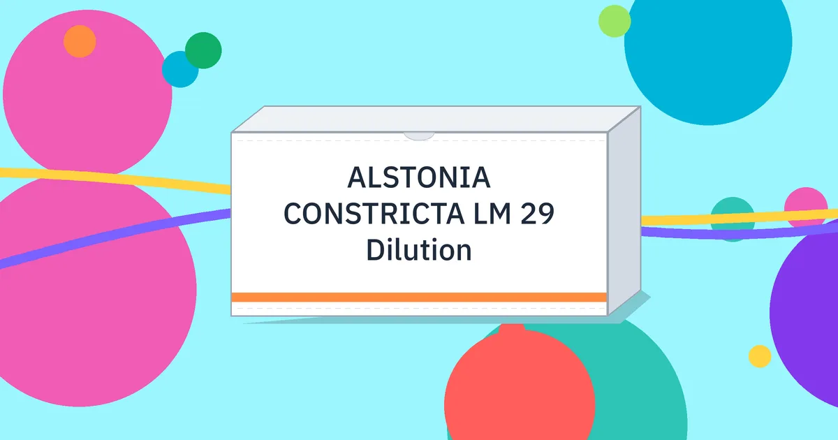 Symbolbild: Packung mit der Aufschrift ALSTONIA CONSTRICTA LM 29 Dilution (PZN 13314556) – Verfügbarkeit und Bezug in Apotheken in Frankfurt am Main