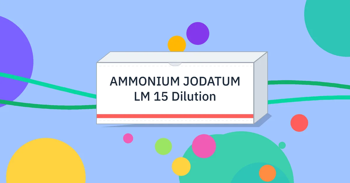 Symbolbild: Packung mit der Aufschrift AMMONIUM JODATUM LM 15 Dilution (PZN 13321361) – Verfügbarkeit und Bezug in Apotheken in Frankfurt am Main