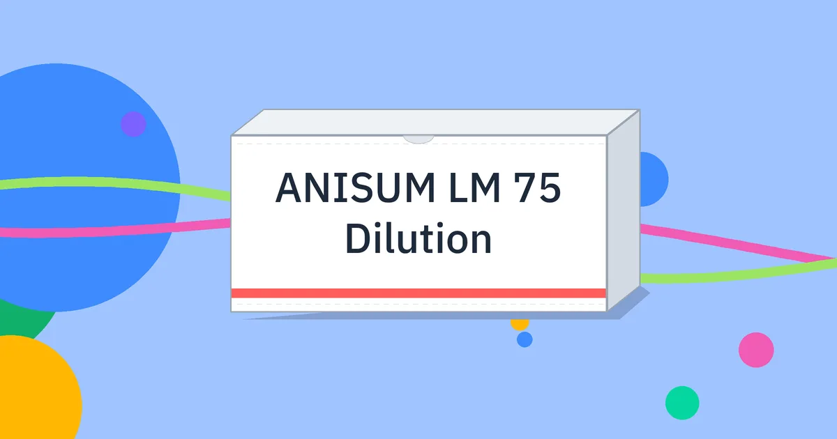 Symbolbild: Packung mit der Aufschrift ANISUM LM 75 Dilution (PZN 12763140) – Verfügbarkeit und Bezug in Apotheken in Frankfurt am Main