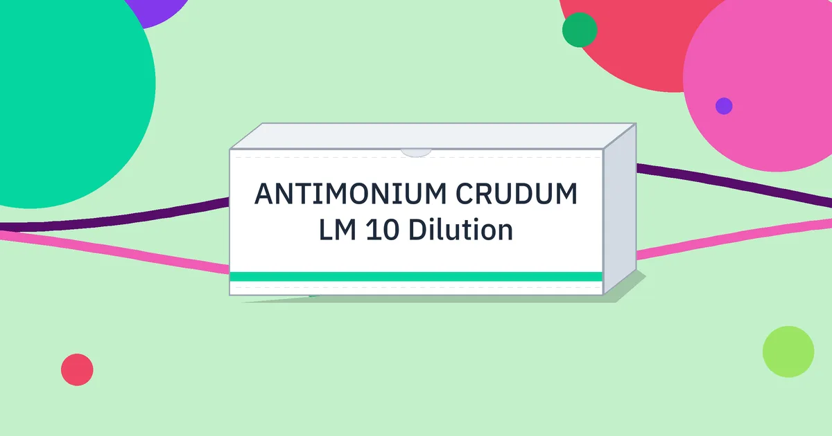 Symbolbild: Packung mit der Aufschrift ANTIMONIUM CRUDUM LM 10 Dilution (PZN 12763766) – Verfügbarkeit und Bezug in Apotheken in Frankfurt am Main