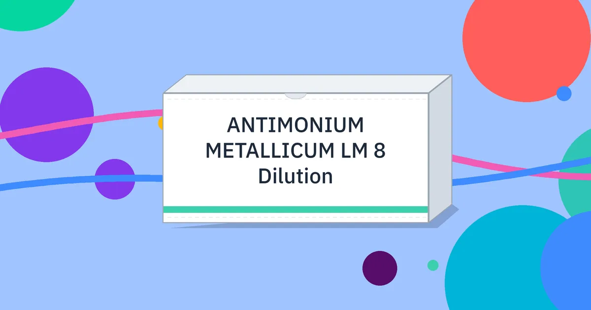 Symbolbild: Packung mit der Aufschrift ANTIMONIUM METALLICUM LM 8 Dilution (PZN 13373300) – Verfügbarkeit und Bezug in Apotheken in Frankfurt am Main