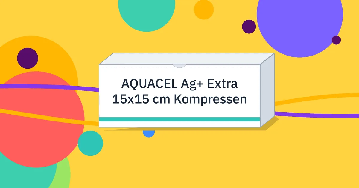 Symbolbild: Packung mit der Aufschrift AQUACEL Ag+ Extra 15x15 cm Kompressen (PZN 10203827) – Verfügbarkeit und Bezug in Apotheken in Frankfurt am Main
