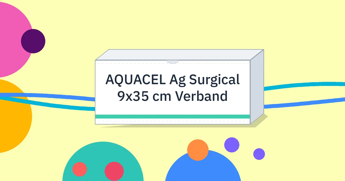 Symbolbild: Packung mit der Aufschrift AQUACEL Ag Surgical 9x35 cm Verband (PZN 00425171) – Verfügbarkeit und Bezug in Apotheken in Frankfurt am Main