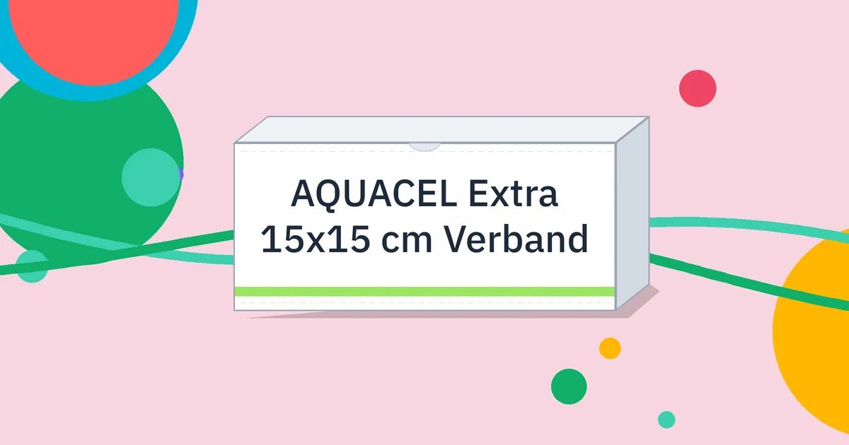 Symbolbild: Packung mit der Aufschrift AQUACEL Extra 15x15 cm Verband (PZN 15403413) – Verfügbarkeit und Bezug in Apotheken in Frankfurt am Main