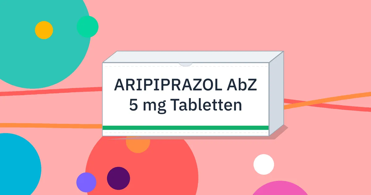 Symbolbild: Packung mit der Aufschrift ARIPIPRAZOL AbZ 5 mg Tabletten (PZN 10317749) – Verfügbarkeit und Bezug in Apotheken in Frankfurt am Main