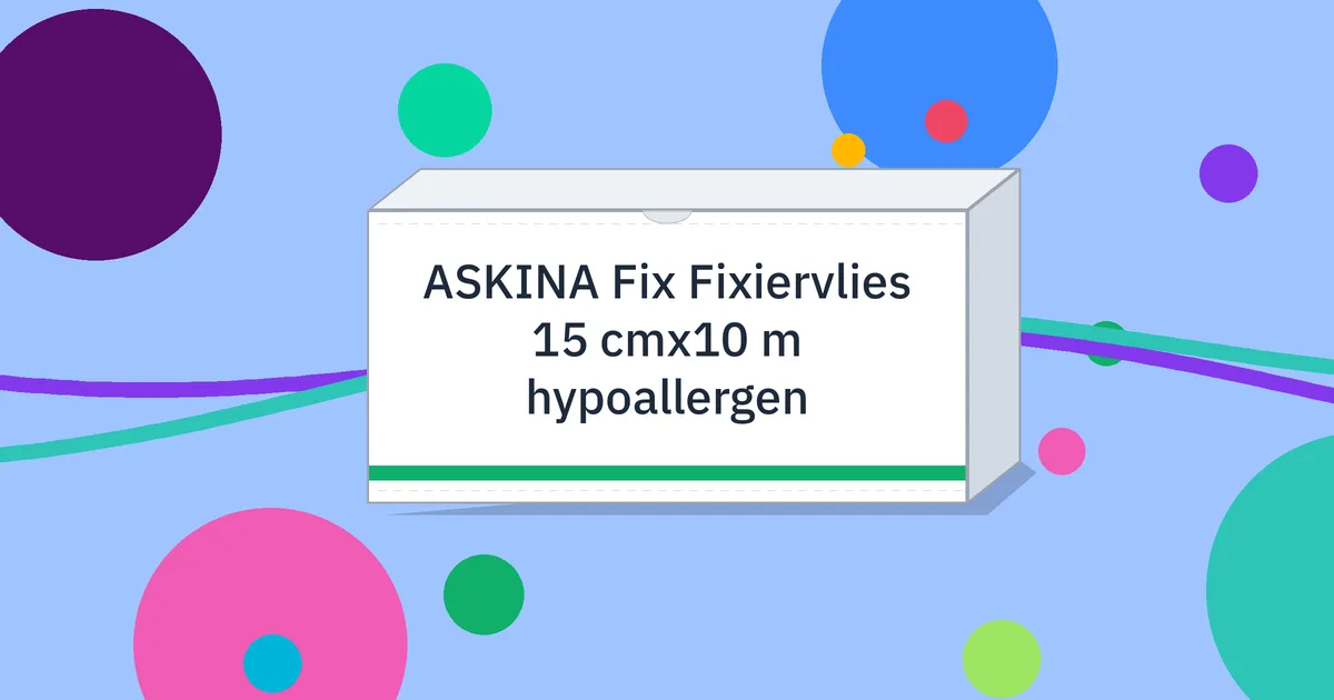 Symbolbild: Packung mit der Aufschrift ASKINA Fix Fixiervlies 15 cmx10 m hypoallergen (PZN 07412303) – Verfügbarkeit und Bezug in Apotheken in Frankfurt am Main