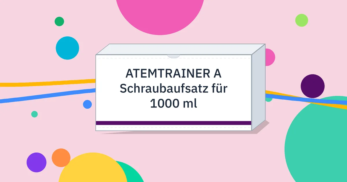 Symbolbild: Packung mit der Aufschrift ATEMTRAINER A Schraubaufsatz für 1000 ml (PZN 17483758) – Verfügbarkeit und Bezug in Apotheken in Frankfurt am Main