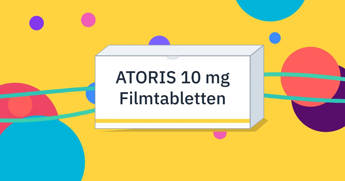 Symbolbild: Packung mit der Aufschrift ATORIS 10 mg Filmtabletten (PZN 09633706) – Verfügbarkeit und Bezug in Apotheken in Frankfurt am Main