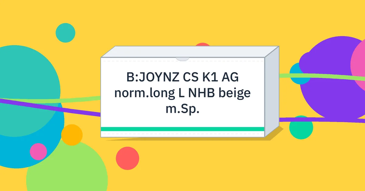 Symbolbild: Packung mit der Aufschrift B:JOYNZ CS K1 AG norm.long L NHB beige m.Sp. (PZN 20530651) – Verfügbarkeit und Bezug in Apotheken in Frankfurt am Main