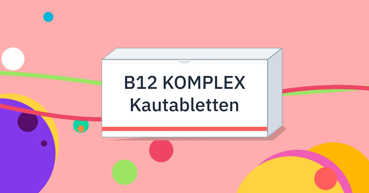 Symbolbild: Packung mit der Aufschrift B12 KOMPLEX Kautabletten (PZN 14258854) – Verfügbarkeit und Bezug in Apotheken in Frankfurt am Main