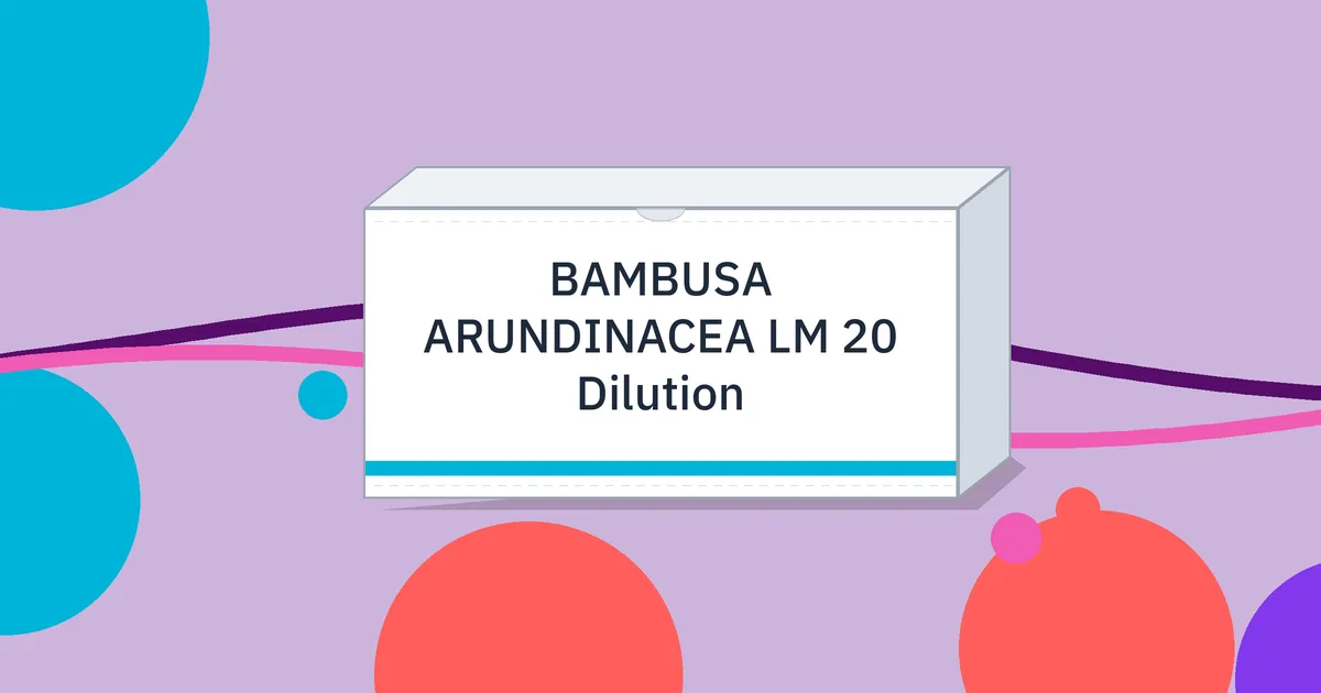 Symbolbild: Packung mit der Aufschrift BAMBUSA ARUNDINACEA LM 20 Dilution (PZN 12787726) – Verfügbarkeit und Bezug in Apotheken in Frankfurt am Main