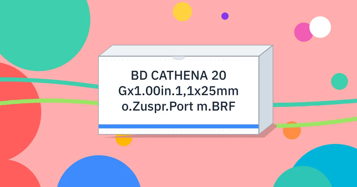 Symbolbild: Packung mit der Aufschrift BD CATHENA 20 Gx1.00in.1,1x25mm o.Zuspr.Port m.BRF (PZN 16910537) – Verfügbarkeit und Bezug in Apotheken in Frankfurt am Main