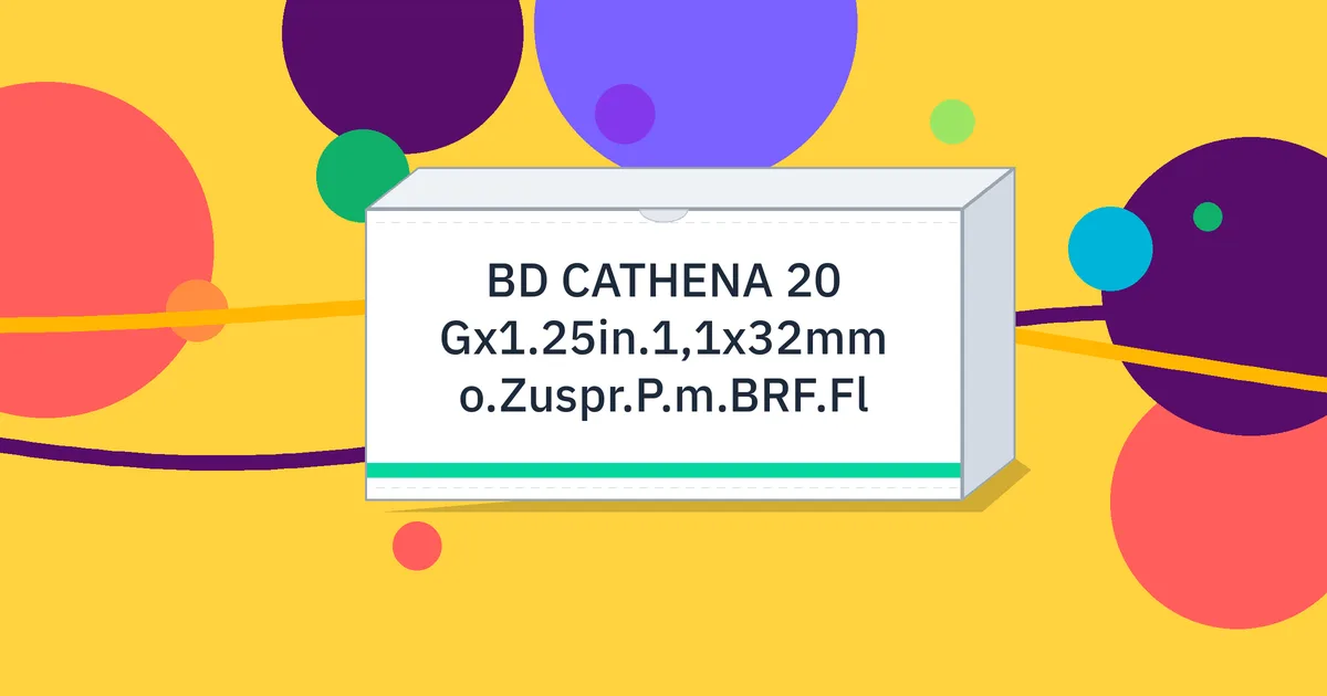Symbolbild: Packung mit der Aufschrift BD CATHENA 20 Gx1.25in.1,1x32mm o.Zuspr.P.m.BRF.Fl (PZN 16934638) – Verfügbarkeit und Bezug in Apotheken in Frankfurt am Main