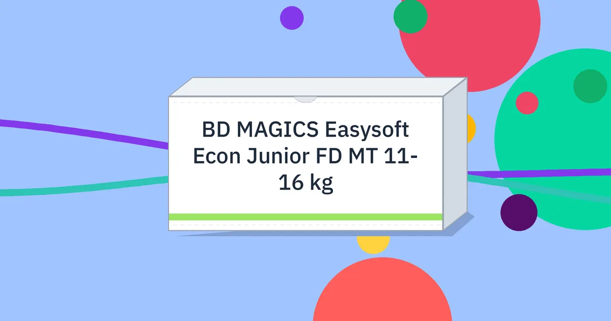 Symbolbild: Packung mit der Aufschrift BD MAGICS Easysoft Econ Junior FD MT 11-16 kg (PZN 20168233) – Verfügbarkeit und Bezug in Apotheken in Frankfurt am Main