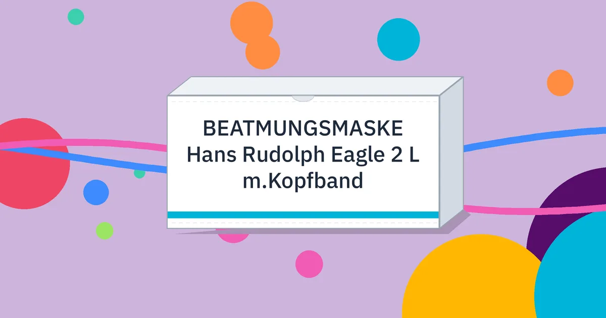 Symbolbild: Packung mit der Aufschrift BEATMUNGSMASKE Hans Rudolph Eagle 2 L m.Kopfband (PZN 17303762) – Verfügbarkeit und Bezug in Apotheken in Frankfurt am Main
