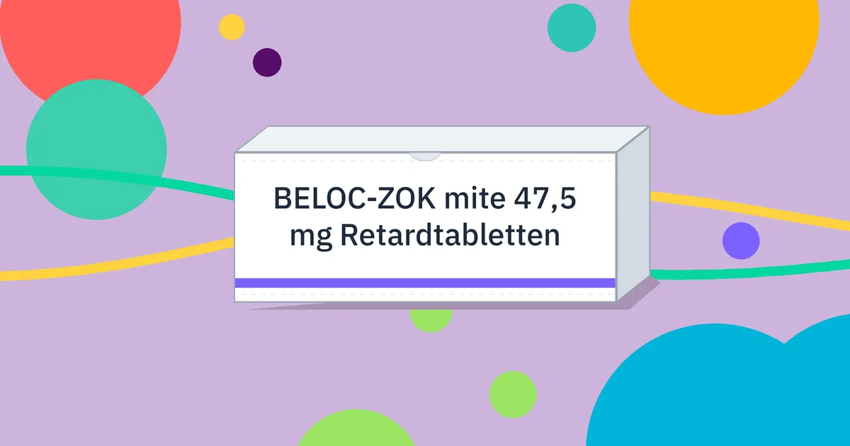 Symbolbild: Packung mit der Aufschrift BELOC-ZOK mite 47,5 mg Retardtabletten (PZN 03879429) – Verfügbarkeit und Bezug in Apotheken in Frankfurt am Main