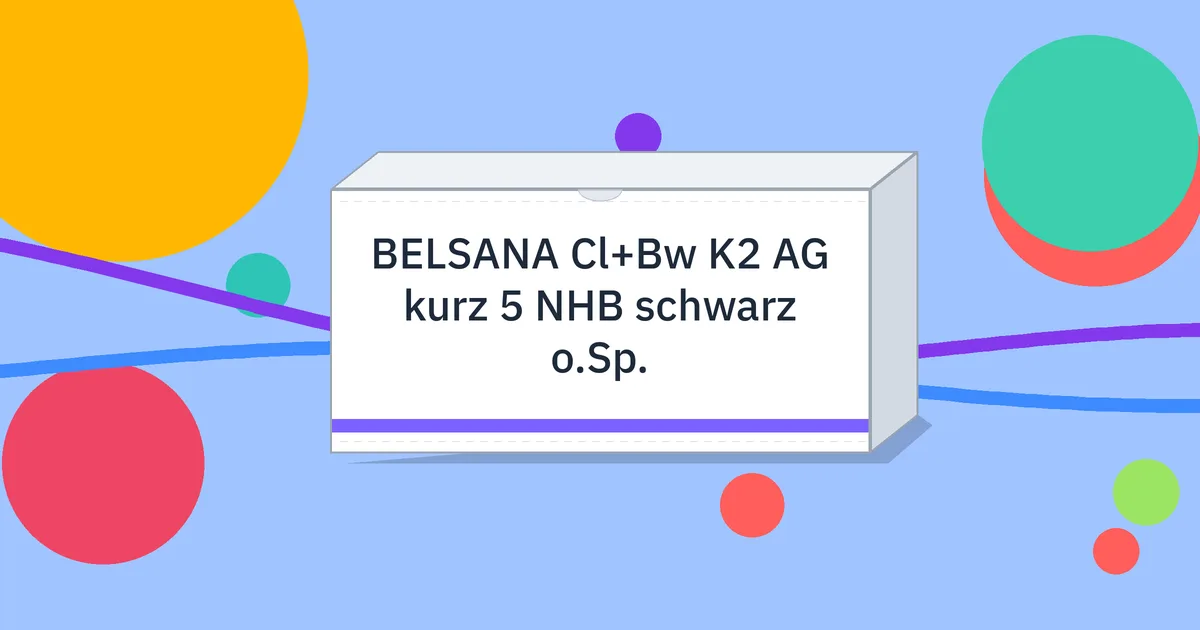 Symbolbild: Packung mit der Aufschrift BELSANA Cl+Bw K2 AG kurz 5 NHB schwarz o.Sp. (PZN 12247817) – Verfügbarkeit und Bezug in Apotheken in Frankfurt am Main