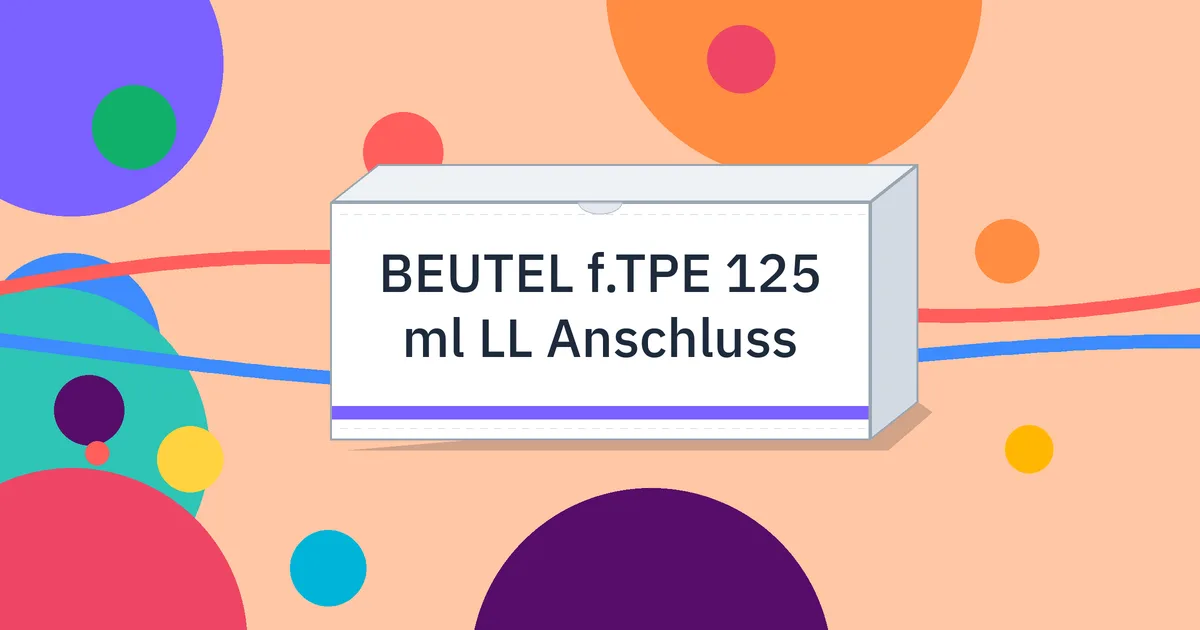 Symbolbild: Packung mit der Aufschrift BEUTEL f.TPE 125 ml LL Anschluss (PZN 07331705) – Verfügbarkeit und Bezug in Apotheken in Frankfurt am Main