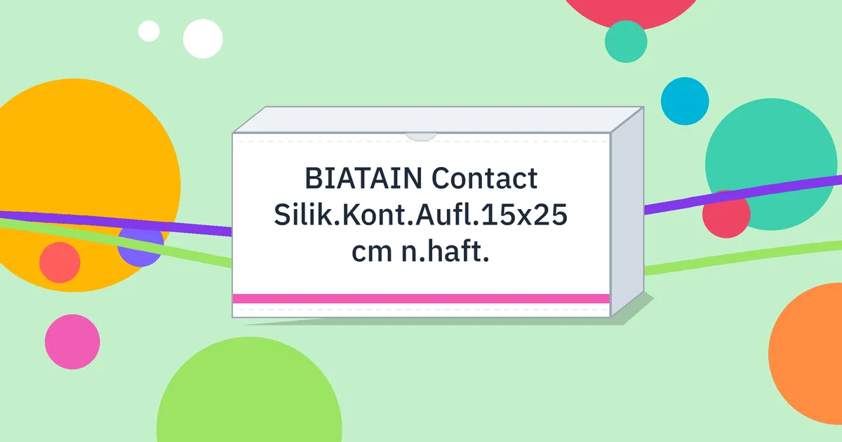 Symbolbild: Packung mit der Aufschrift BIATAIN Contact Silik.Kont.Aufl.15x25 cm n.haft. (PZN 18776190) – Verfügbarkeit und Bezug in Apotheken in Frankfurt am Main