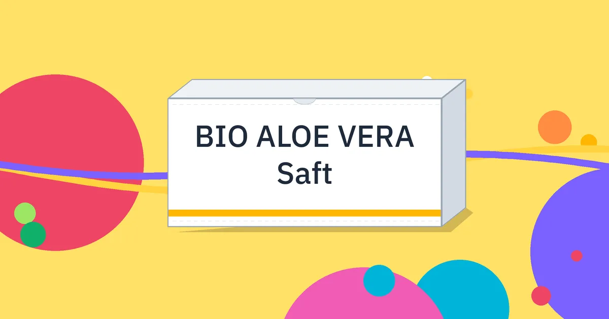Symbolbild: Packung mit der Aufschrift BIO ALOE VERA Saft (PZN 00502486) – Verfügbarkeit und Bezug in Apotheken in Frankfurt am Main