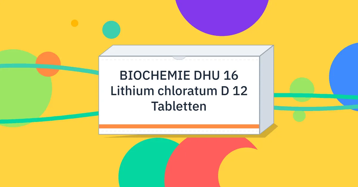 Symbolbild: Packung mit der Aufschrift BIOCHEMIE DHU 16 Lithium chloratum D 12 Tabletten (PZN 06584404) – Verfügbarkeit und Bezug in Apotheken in Frankfurt am Main