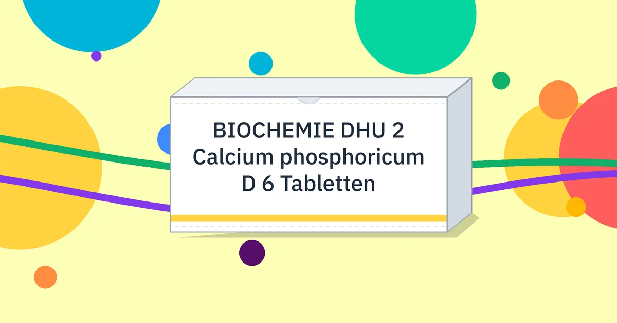 Symbolbild: Packung mit der Aufschrift BIOCHEMIE DHU 2 Calcium phosphoricum D 6 Tabletten (PZN 02580444) – Verfügbarkeit und Bezug in Apotheken in Frankfurt am Main