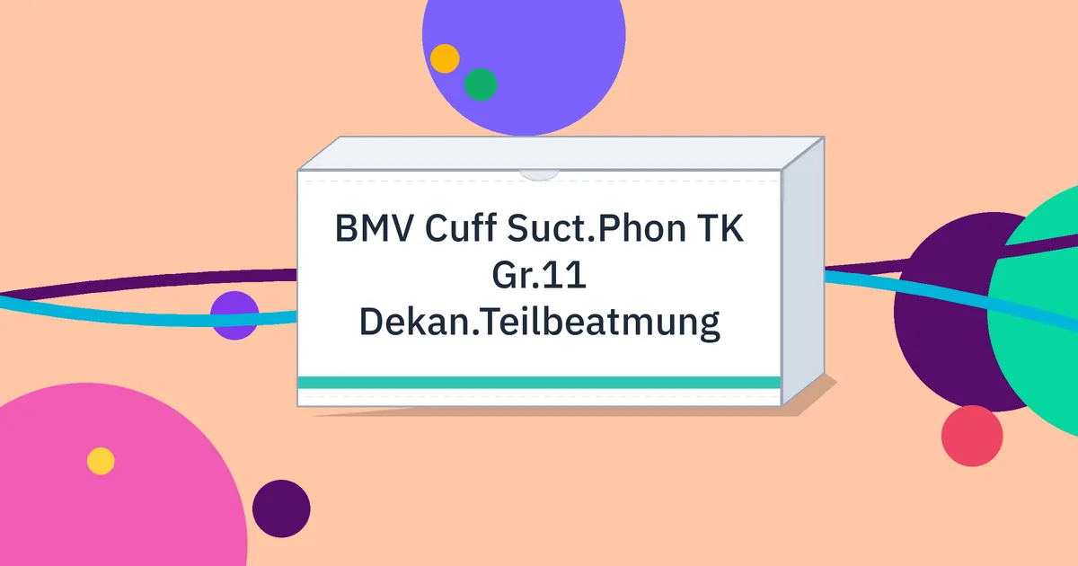 Symbolbild: Packung mit der Aufschrift BMV Cuff Suct.Phon TK Gr.11 Dekan.Teilbeatmung (PZN 18383786) – Verfügbarkeit und Bezug in Apotheken in Frankfurt am Main
