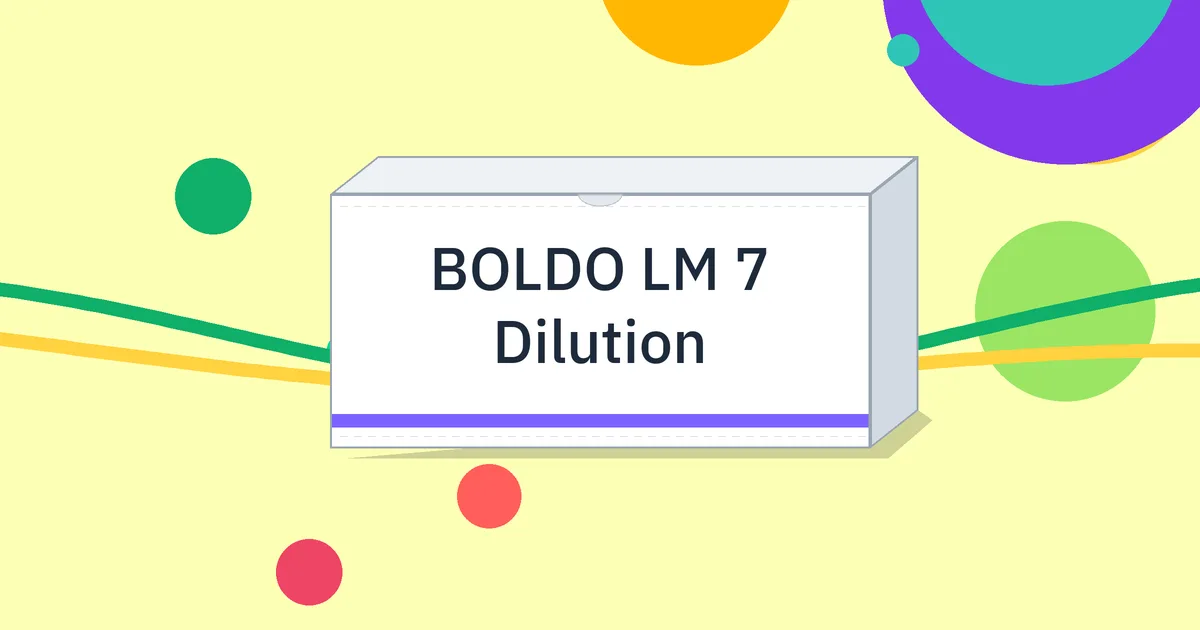 Symbolbild: Packung mit der Aufschrift BOLDO LM 7 Dilution (PZN 13390221) – Verfügbarkeit und Bezug in Apotheken in Frankfurt am Main