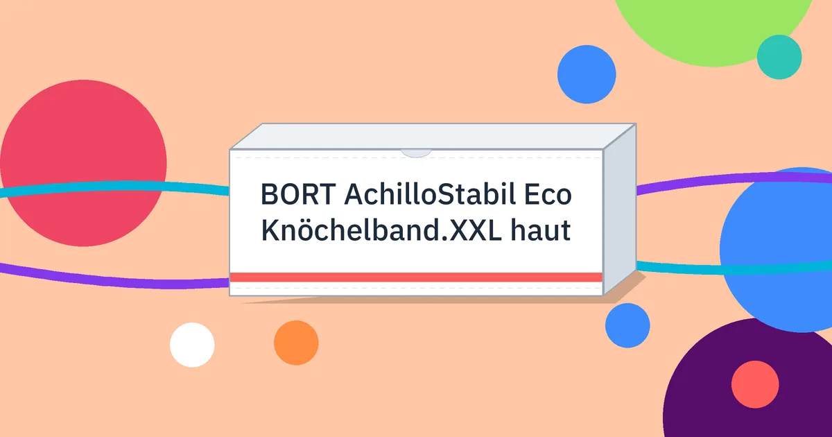 Symbolbild: Packung mit der Aufschrift BORT AchilloStabil Eco Knöchelband.XXL haut (PZN 16878644) – Verfügbarkeit und Bezug in Apotheken in Frankfurt am Main