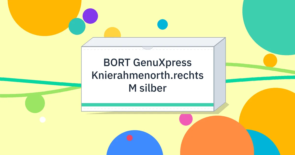Symbolbild: Packung mit der Aufschrift BORT GenuXpress Knierahmenorth.rechts M silber (PZN 09443532) – Verfügbarkeit und Bezug in Apotheken in Frankfurt am Main